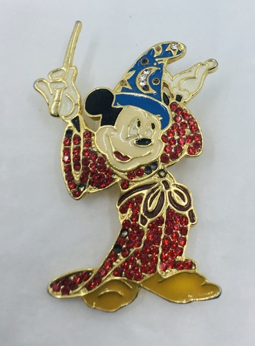 Vintage Mickey Mouse Magician Disney Rhinestone Brooc… - Gem