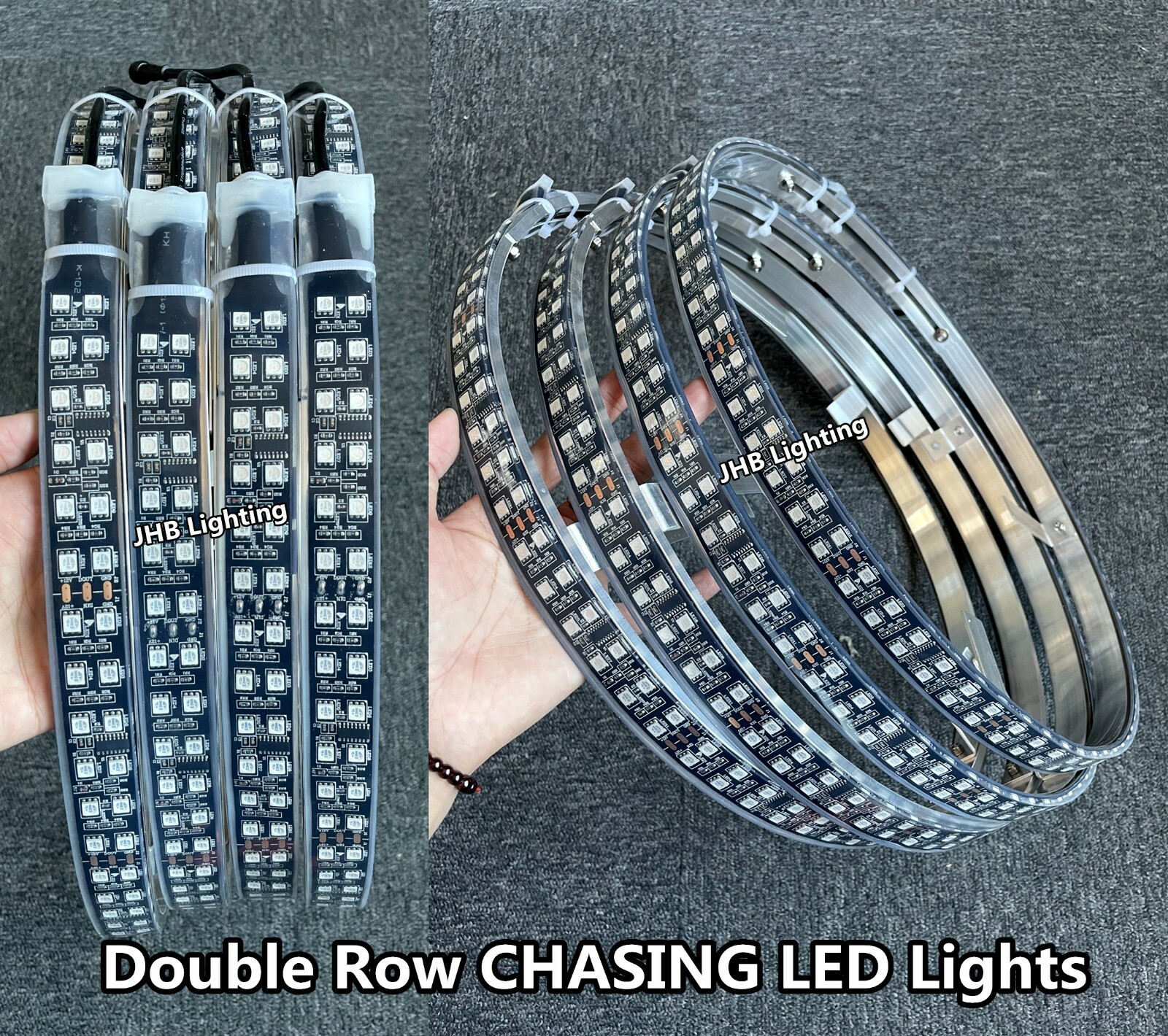 JHB 4x 15.5" IP68 DOUBLE ROW APP Remote CHASING Flowing LED Wheel Rim ...