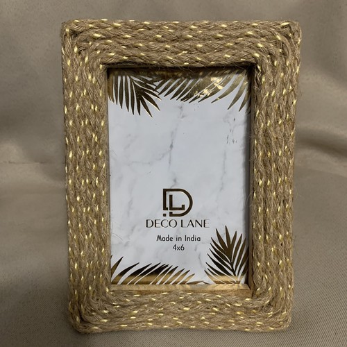 Deco Lane Made In India 4x6 Photo Frame Jute & Gold Cord Border | eBay
