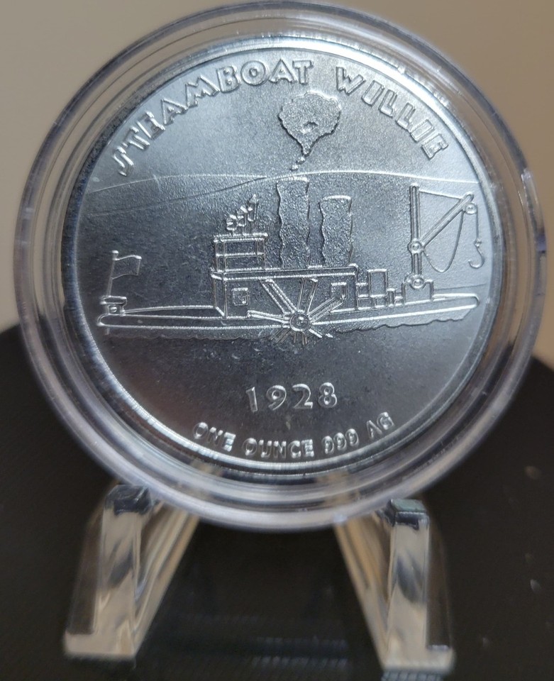 Steamboat Willie 1928 Mickey Mouse Disney 1 Ounce .999 Silver Round | eBay