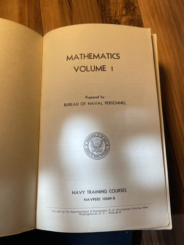 Vtg Set Of 2 Basic Navy Training Courses Mathematics Volume 1 & 2 1957 ...