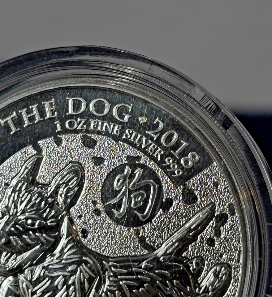 .999 Fine Silver Round 1 Oz 2018 One Dollar 2 Pound Year Of The Dog ...