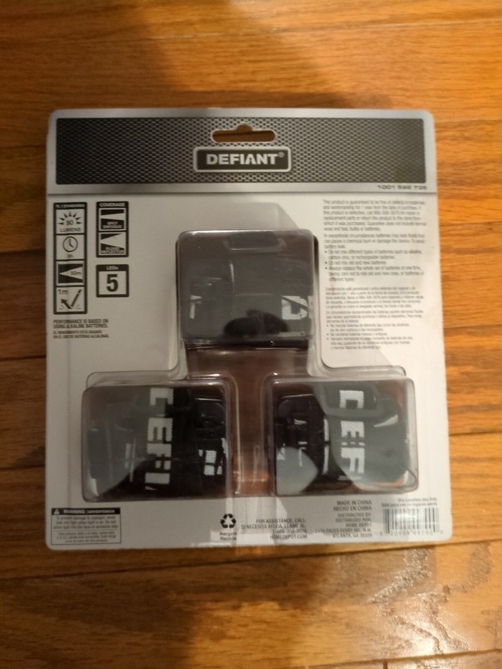 Defiant 80 Lumen LED Headlights (3-Pack) Headlamps Brand New | eBay