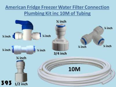 American Fridge Freezer Water Filter Connection Plumbing Kit + 10M of ...