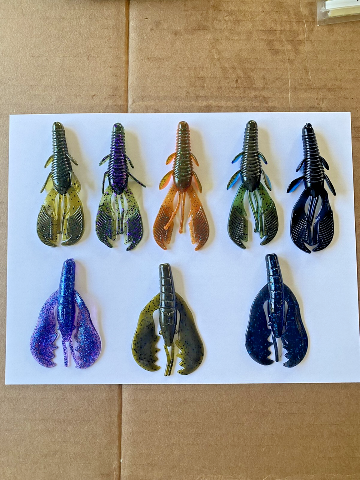 Soft Plastic Craw Baits, Lot of 8, Xcite Raptor Tail Jr & Culprit ...
