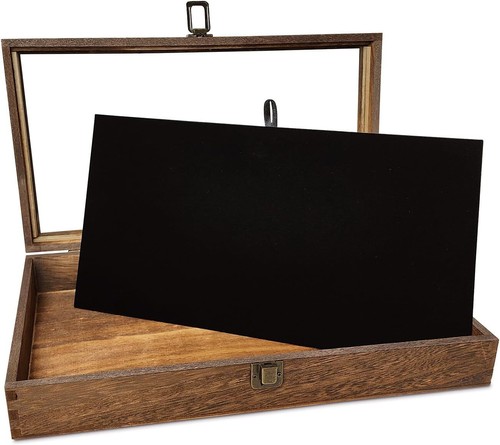 Gun Display Case Brown Wood Handgun Pistol Revolver Glass Lock Knife ...