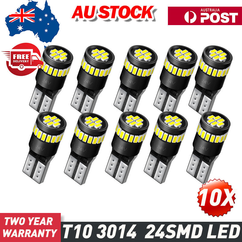 10PCS White Light T10 LED Car Wedge Tail Parking Plate Globes Bulbs ...