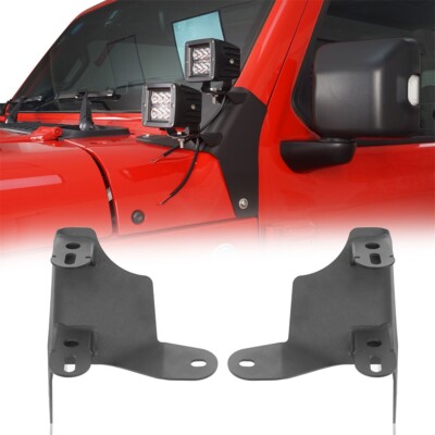 2x A-Pillar Dual LED Light Pods Mounting Brackets Fit Wrangler Jeep JL ...