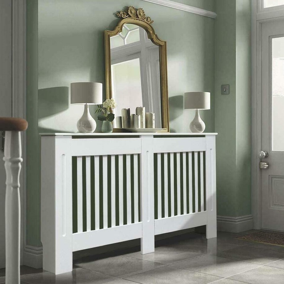 White/Grey Radiator Cover Shelf Cabinet Grill MDF Wooden Modern ...