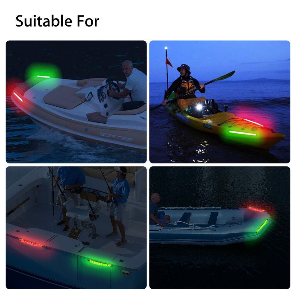 2PCS Navigation 9 LED Marine Bow Boat Yacht Pontoon Bright Lights Red ...
