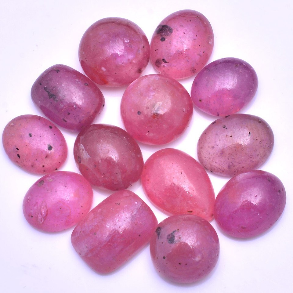 13 Pcs Natural Ruby 12mm-15mm Mix Cabochon Pinkish Red Stunning ...