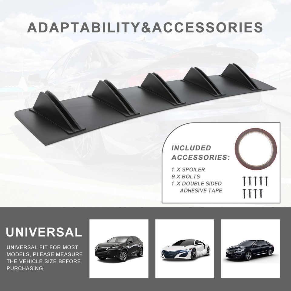For Ford Fusion SE S Rear Bumper Lip Diffuser Shark Fin Wing Spoiler ...