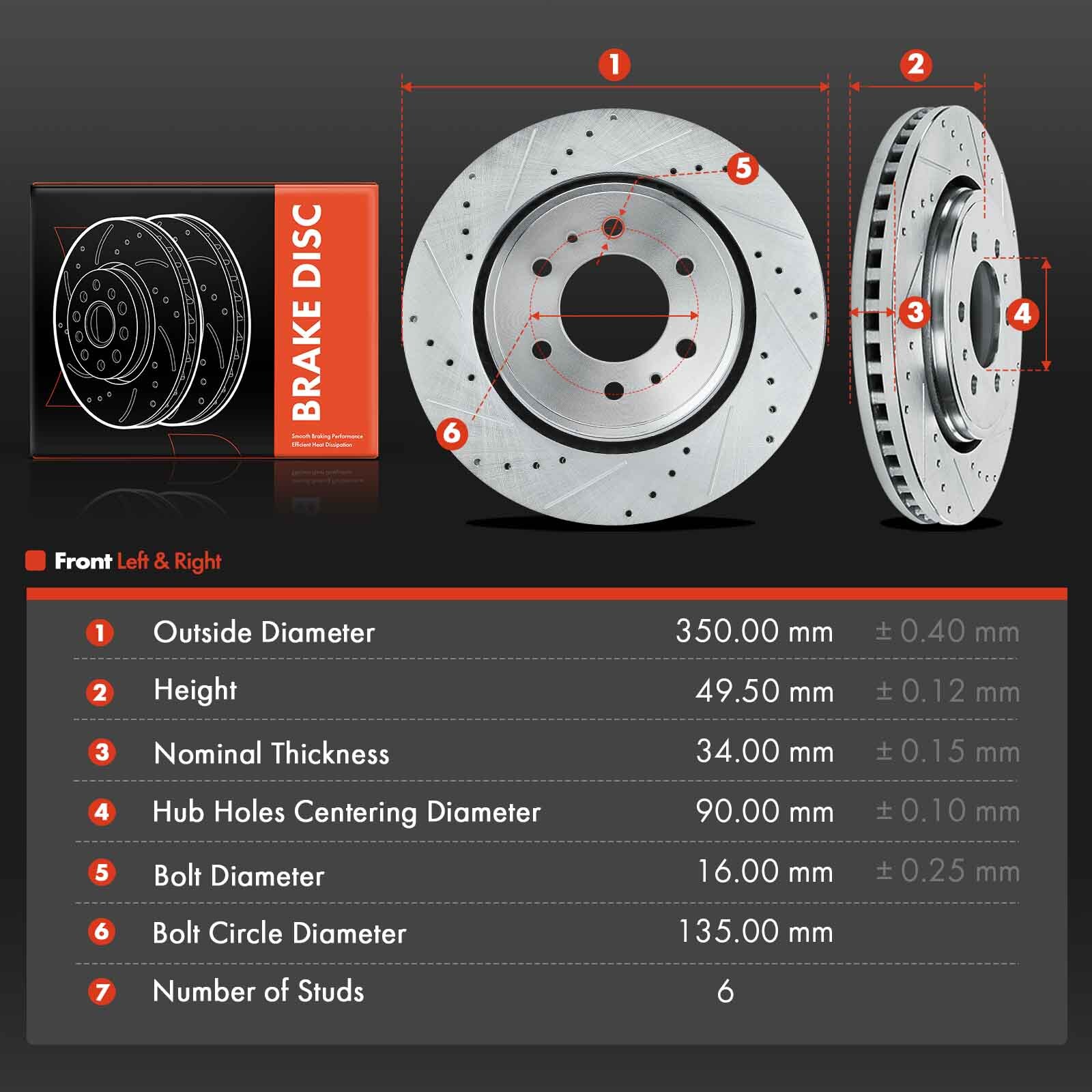 Front Drilled & Slotted Brake Rotors for Ford Expedition F-150 Lincoln ...
