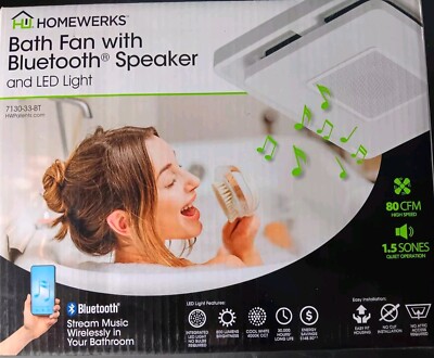 Homewerks Bath Fan with Bluetooth Speaker & LED Light - White (7130-33 ...