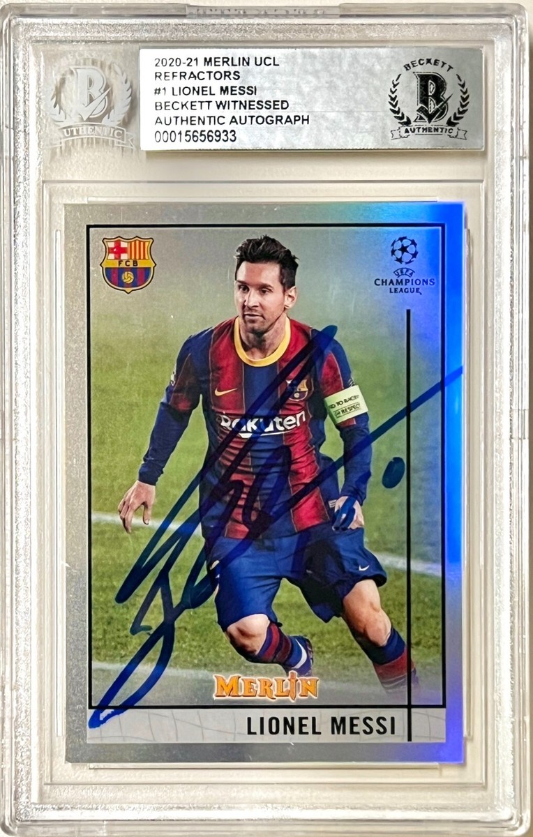 2020-21 Topps Merlin Refractors #1 Lionel Messi Signed 2020-21 Topps Merlin Refractors #1 Lionel Messi Signed