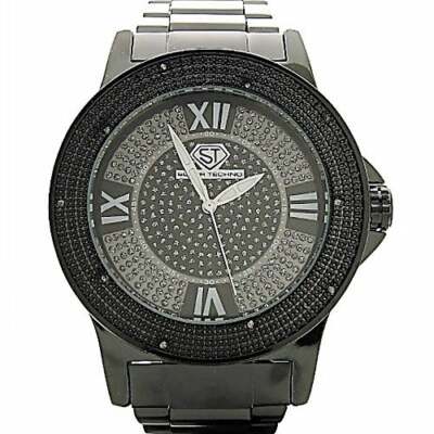 Super Techno 0.10CT diamonds Watch Black M-6052 | eBay