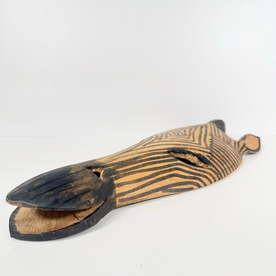 African Wooden Zebra Head Mask Painted Hand Carved Hanging Wall Art ...