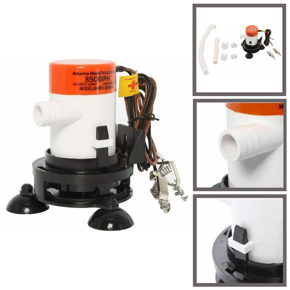 350GPH Marine Bilge Pump Portable Livewell Aeration Pump System Kit ...