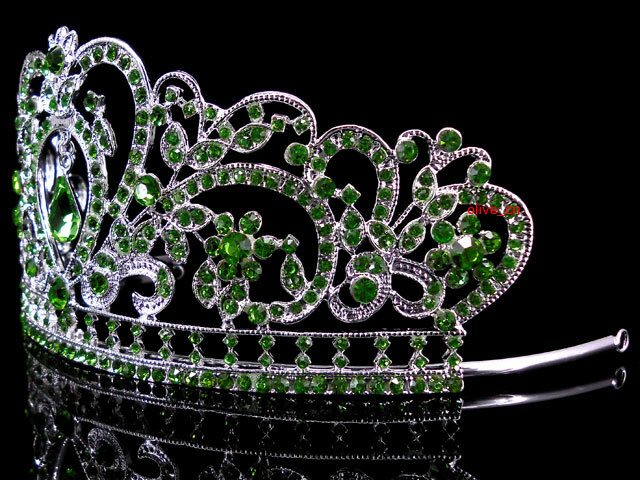 55 Styles Green Crystal Queen Princess Tiara Crown Wedding Princess For ...