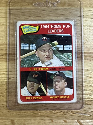 1965 Topps #3 AL Home Run Leaders, Mantle Killebrew Powell, Hall Of ...