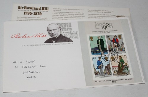 GB First Day Cover - Sir Rowland Hill Mini-Sheet, 1979 - Skegness ...