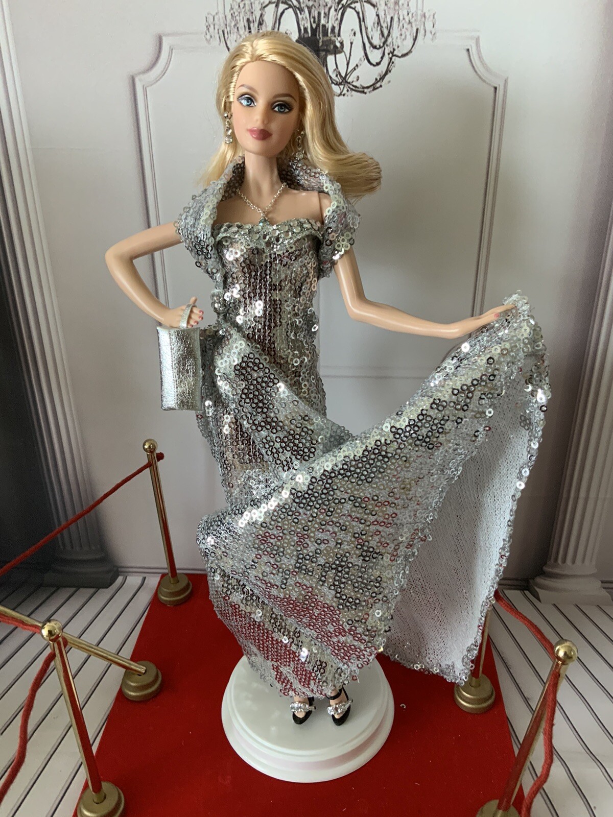 Barbie~Model Mused Doll On The Red Carpet In Beautiful Silver Sequined ...