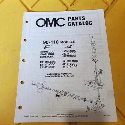 1985 OMC Parts Catalog Preliminary Version 90/110 Models #397295 | eBay