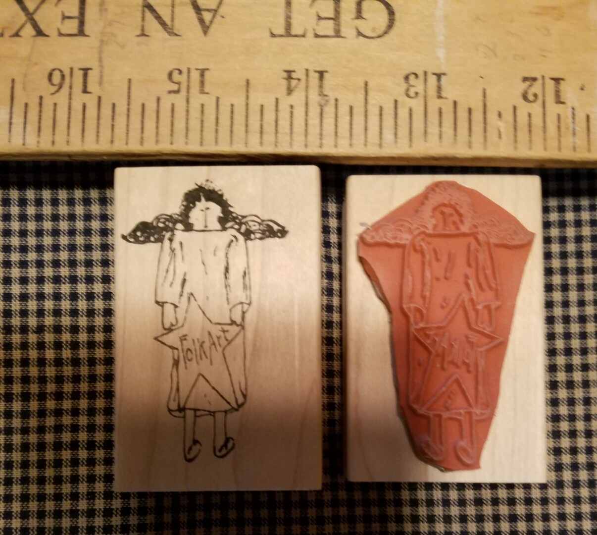 PRIMITIVE rubber stamp Folkart Angel (Angela) | eBay