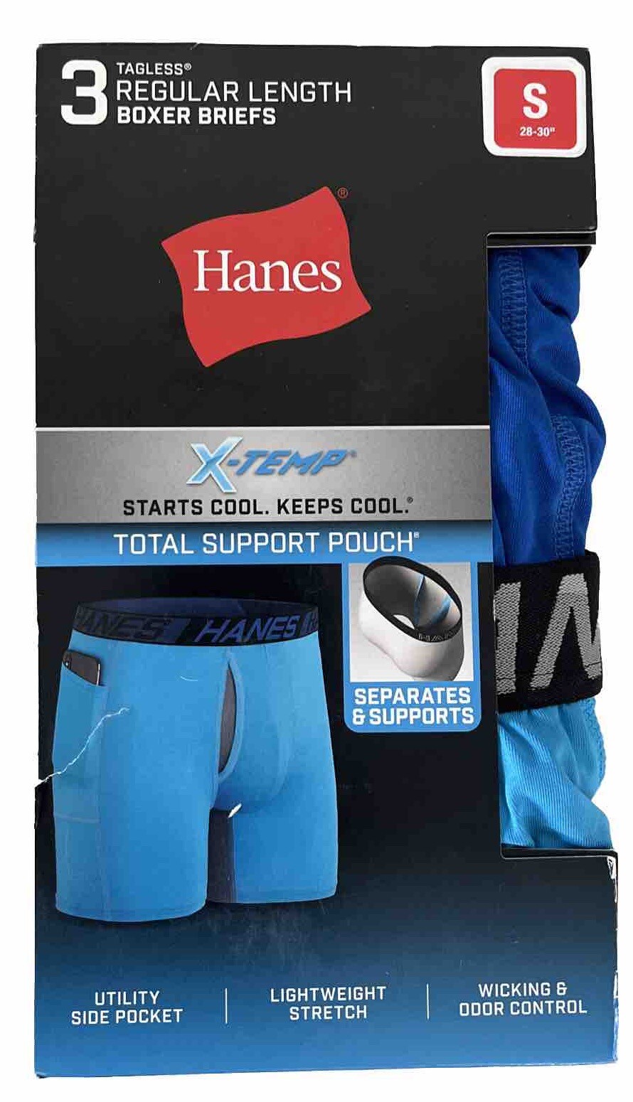Mens 3-Pack Hanes X-Temp Total Support Pouch Tagless Reg Length Boxer ...
