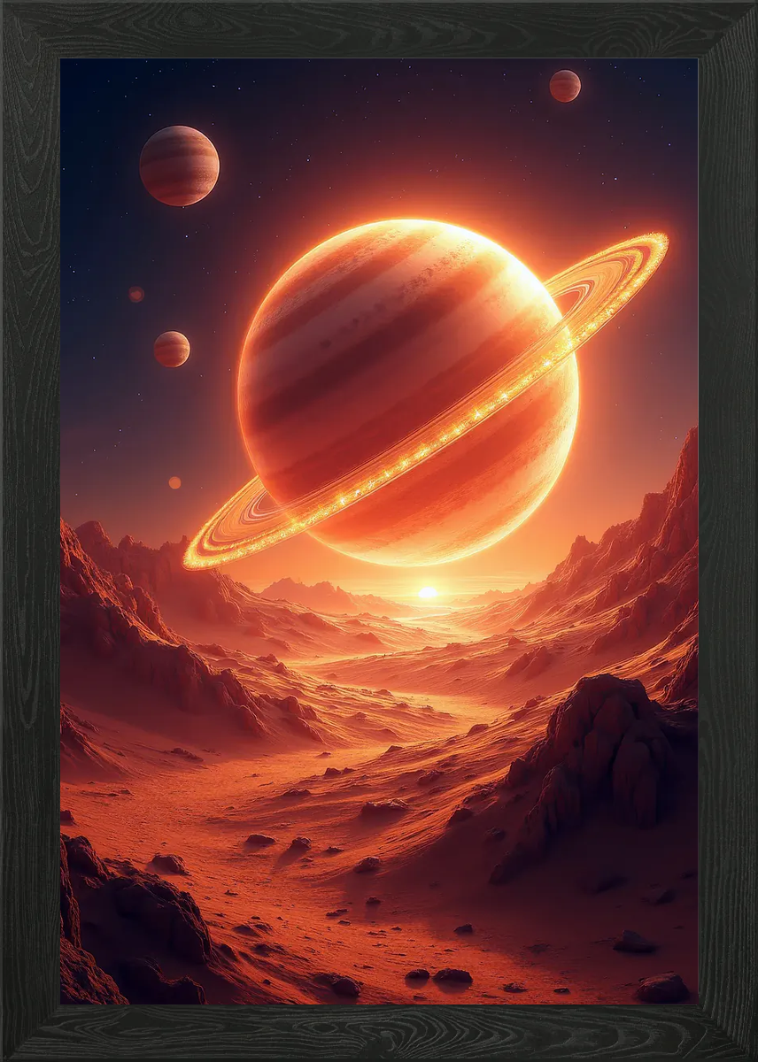 Glowing Gas Giant Planet Framed Wall Art Poster Canvas Print Picture ...