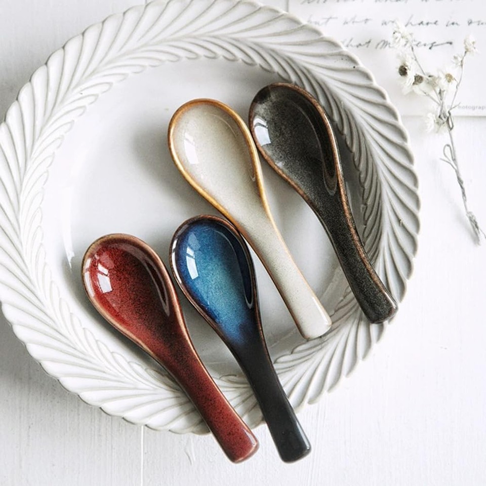 5.5-Inch Asian Soup Spoons, Non-Slip Bottom, Ceramic Soup Spoons for ...