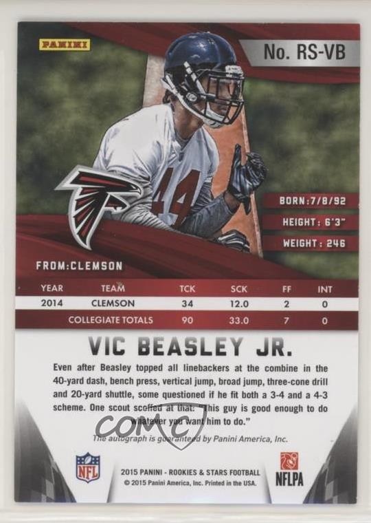 2015 Panini Rookies & Stars Longevity Team Logo /50 Vic Beasley Jr Auto ...