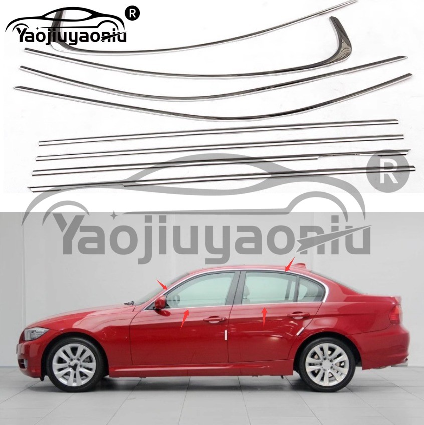 8* Silvery Steel Window Sill Molding Trim Strips For BMW 3 Series E90 ...