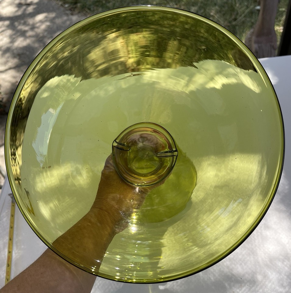 BLENKO vintage Chartreuse green 974 Hollow Stem compote footed bowl | eBay