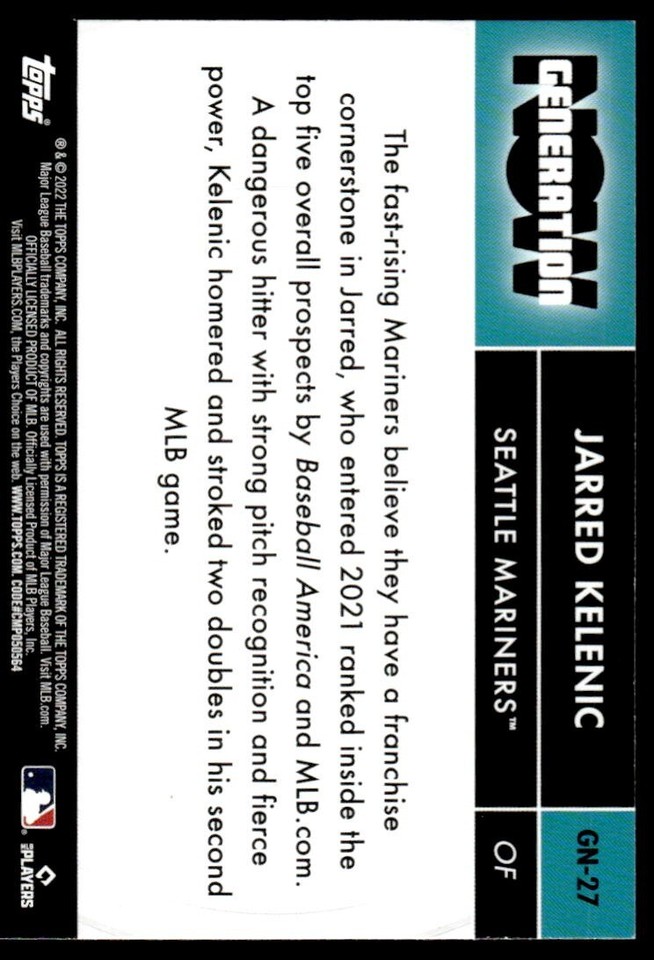 2022 Topps Generation Now GN-27 Jarred Kelenic Seattle Mariners ...