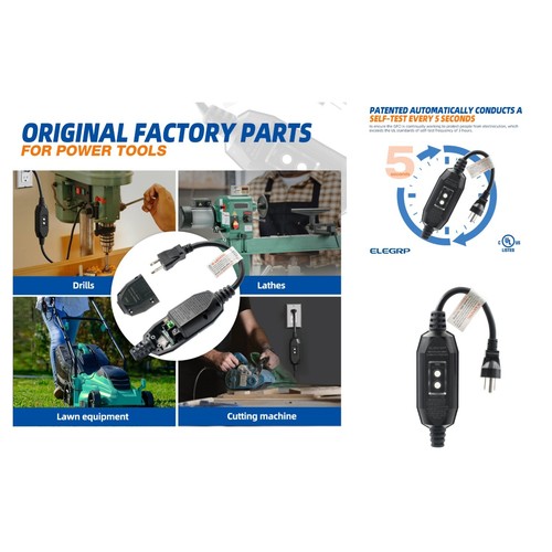 Patented GFCI Inline Plug with Self- Every 5 Secs - 3-Prong Safety ...