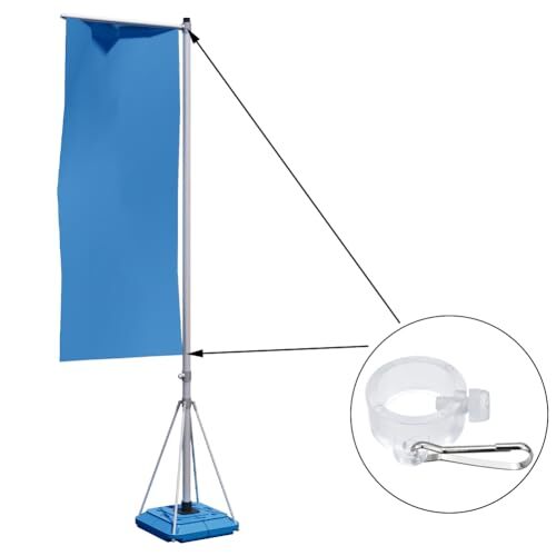 4 Pack Plastic Flag Pole Ring with Hook, Adjustable Flag Pole Rings ...