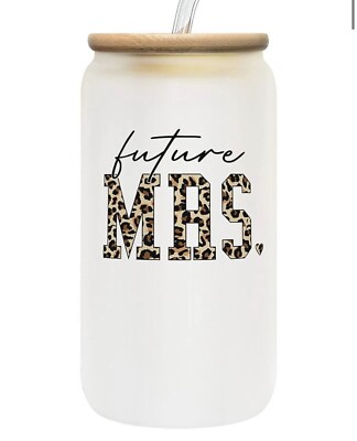 Future Mrs Glass Cup with Bamboo Lid And Glass Straw, Bride To be Gifts ...
