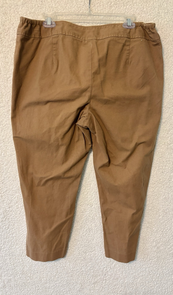 Talbots Women Pants 16W Brown Cotton Blend Straight Leg Signature Capri ...