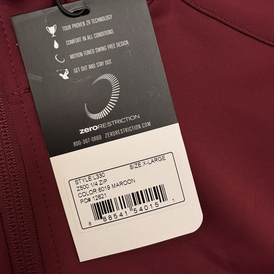 Zero Restriction Quarter Zip Pullover Mens XL Red Tour Series Z500 L330 ...