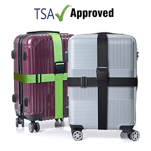 2 Pack 2x78 Inch Luggage Suitcase Strap Belts Adjustable Baggage Strap ...