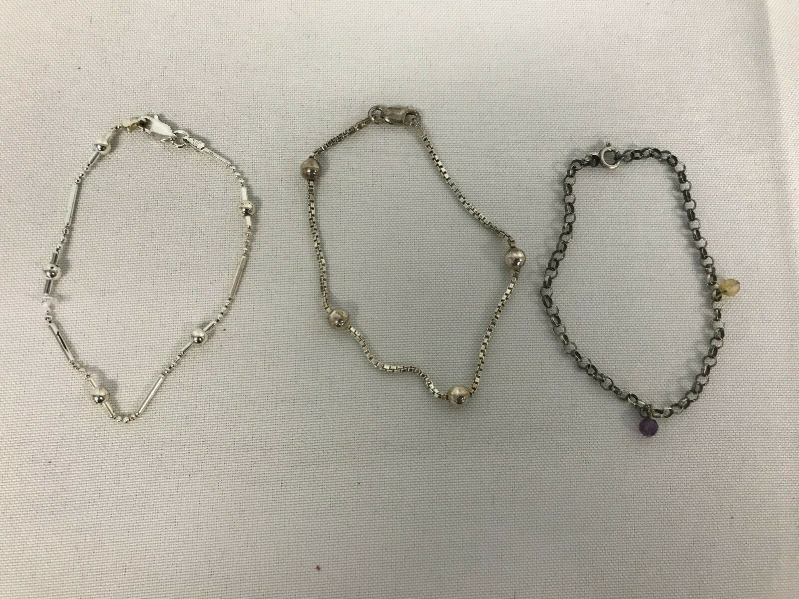 3 PRETTY STERLING SILVER CHAIN BRACELETS - Gem