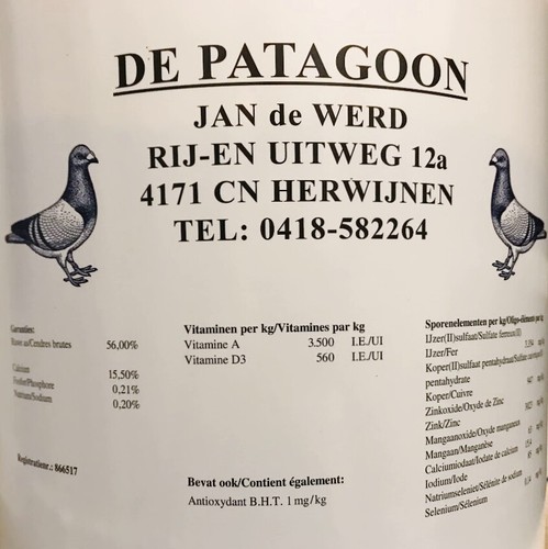 DE PATAGOON JAN DE WERD MULTI MIX PIGEONS BIRDS GRIT MINERALS VIATMINS ...