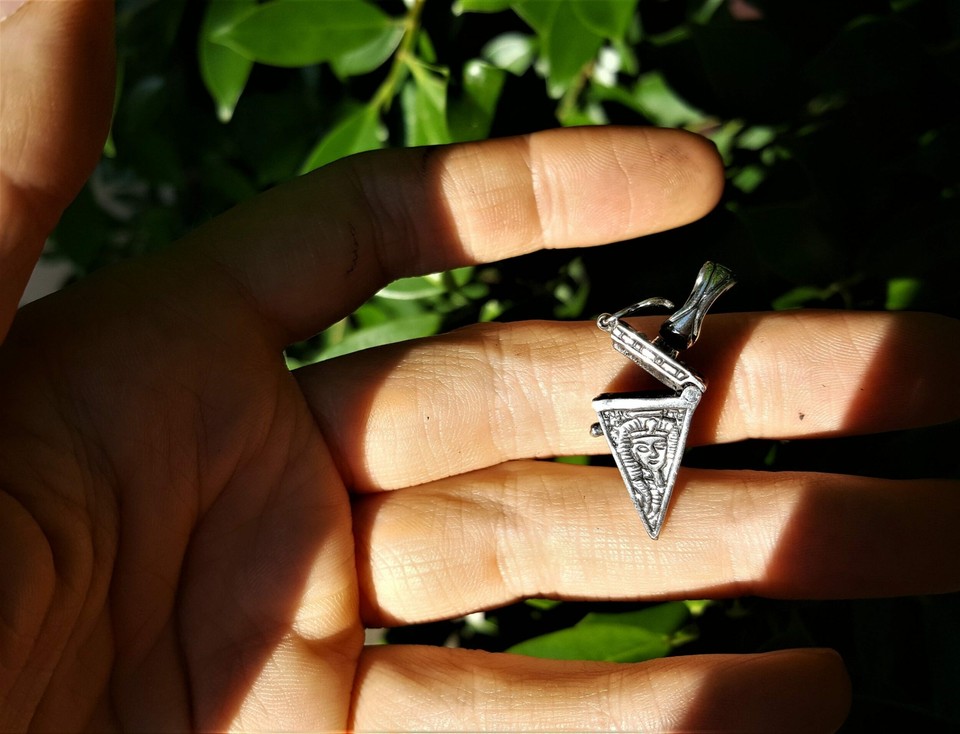Egyptian Pyramid Locket Pendant STERLING SILVER 925 Anubis Great Sphinx ...