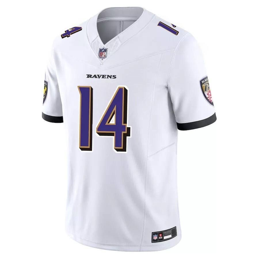 Men's Ravens #14 Kyle Hamilton Purple/Black/White Game Limited Stitched ...