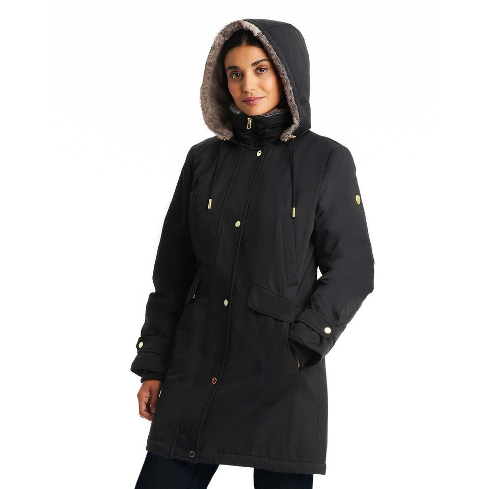 1 Madison Ladies' Parka Jacket Coat with Hood , Size L, Black | eBay