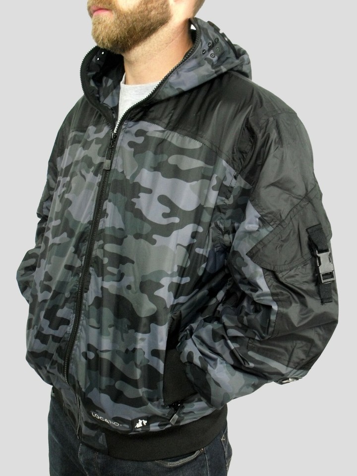 Mens Waterproof Bomber Jacket Hooded Goggle Rain Coat Streetwear Hunter ...