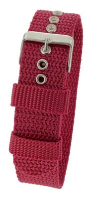 Burgundy One-Piece Nylon Sports Fabric Thread Through Watch Strap 18 ...