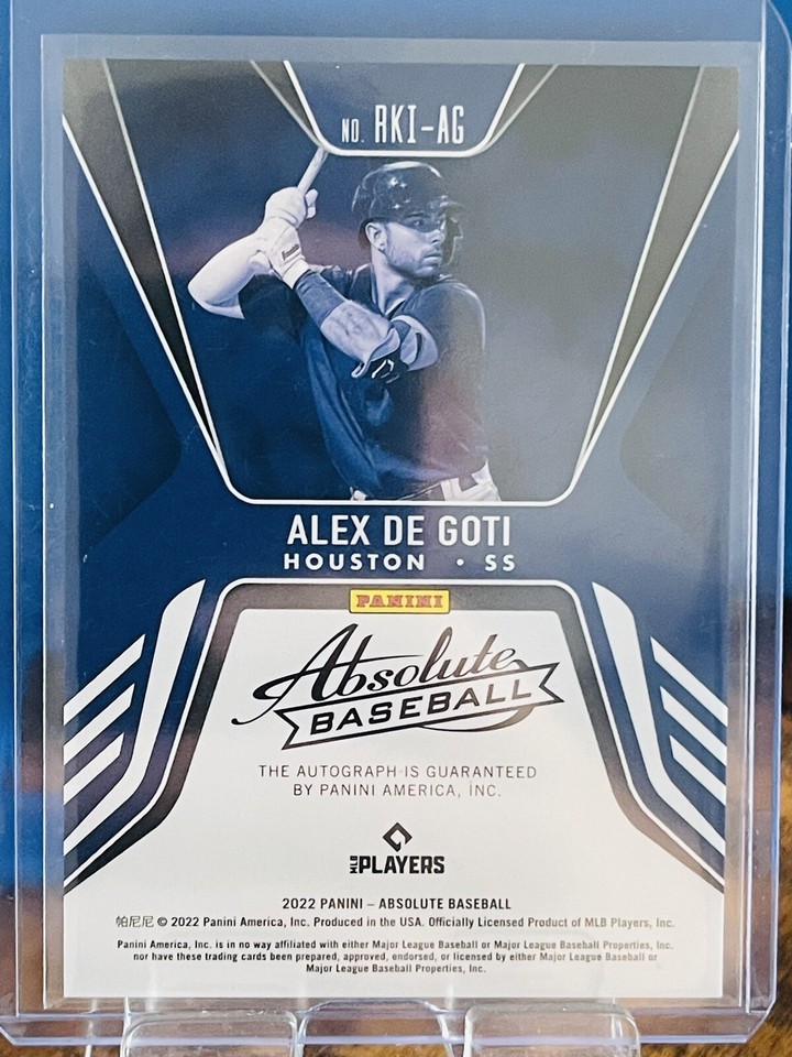 ALEX DE GOTI ⭐ 2022 Absolute ROOKIE Ink Auto Houston ASTROS /199 MINT ...