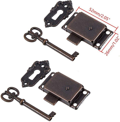2 Pack Retro Cabinet Cupboard Jewelry Box Decorative Lock Case Box Lock ...